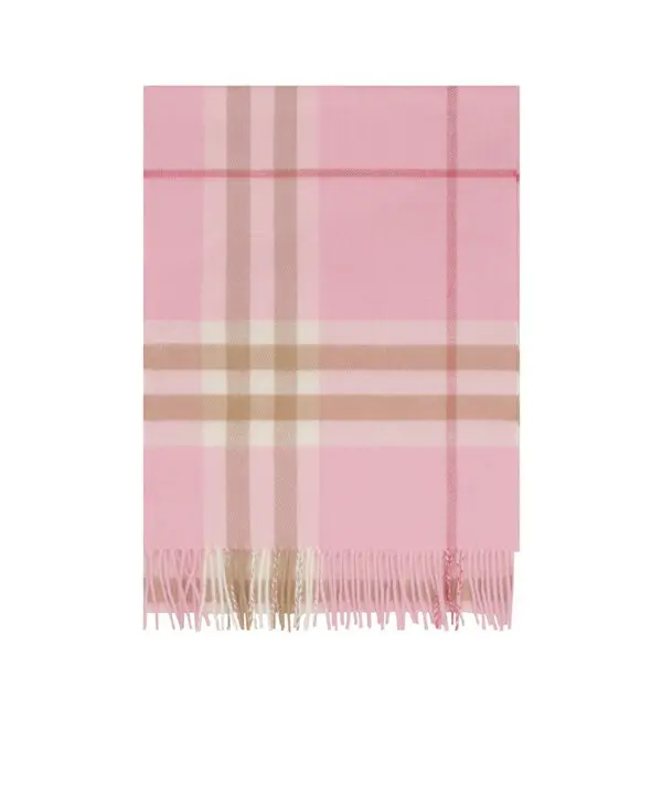 Burberry Checked Fringed Edge Scarf - Pink