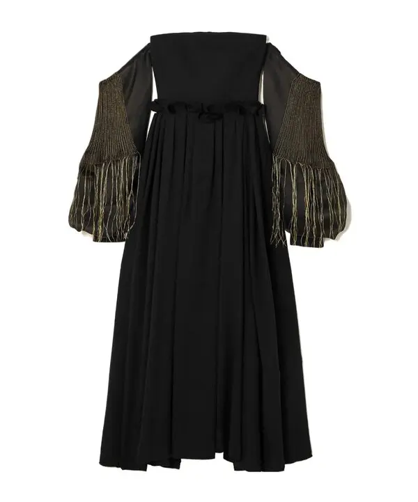 Loewe Long Sleeve Dress With Ruffled Detail And Embellished Sleeves
