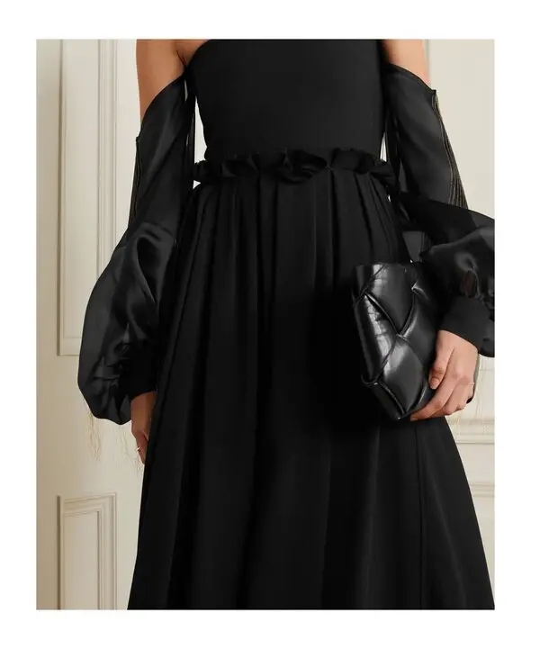 Loewe Long Sleeve Dress With Ruffled Detail And Embellished Sleeves