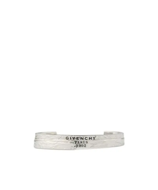 Givenchy Logo Engraved Tape Cuff Bracelet - Silver