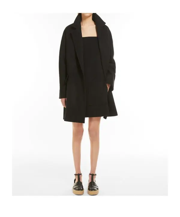 Max Mara Sleeveless Square Neck Mini Dress With Patch Pockets - Black