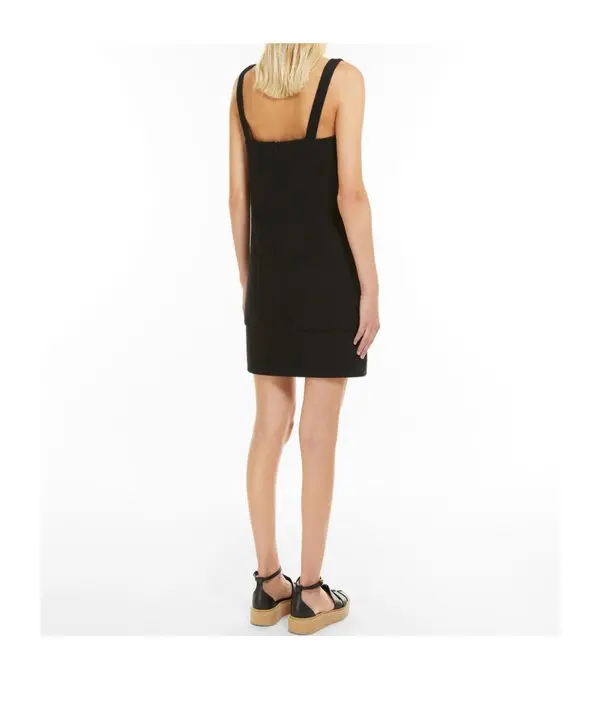Max Mara Sleeveless Square Neck Mini Dress With Patch Pockets - Black