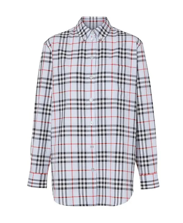 Burberry Plaid Long Sleeve Shirt - Gray