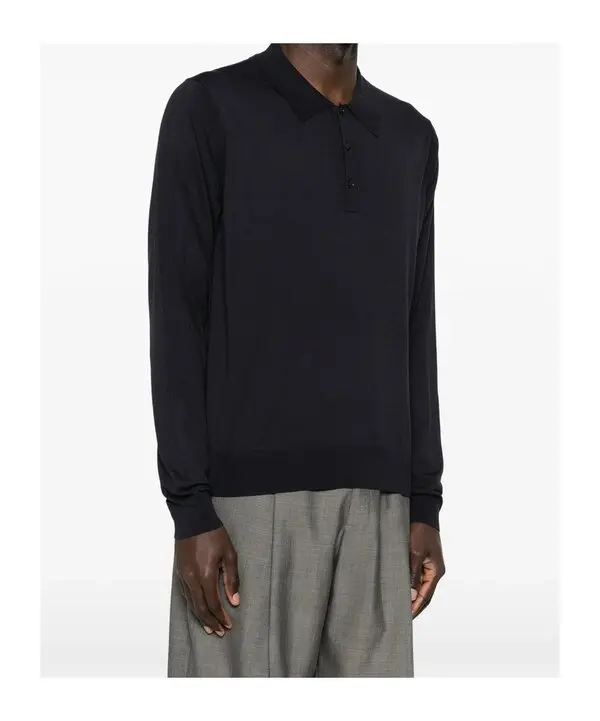 Studio Nicholson Long-sleeved Knit Polo Shirt
