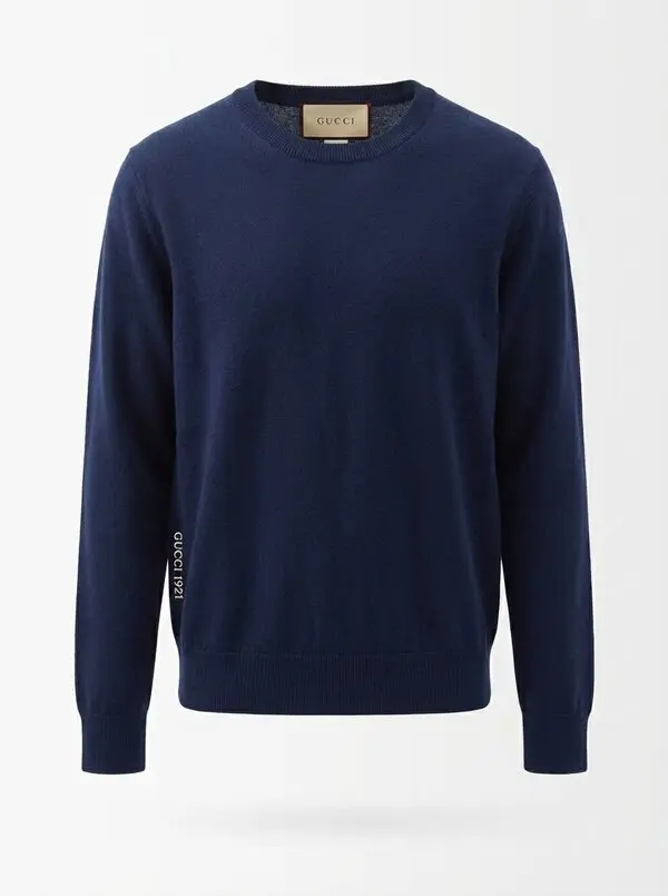 Gucci Embroidered Knit Sweater - Blue