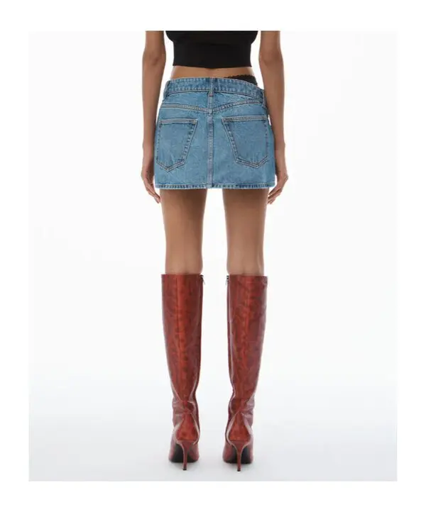 Alexander Wang Lace-detailed Mini Denim Skirt