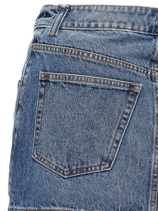 Alexander Wang Lace-detailed Mini Denim Skirt - Indigo
