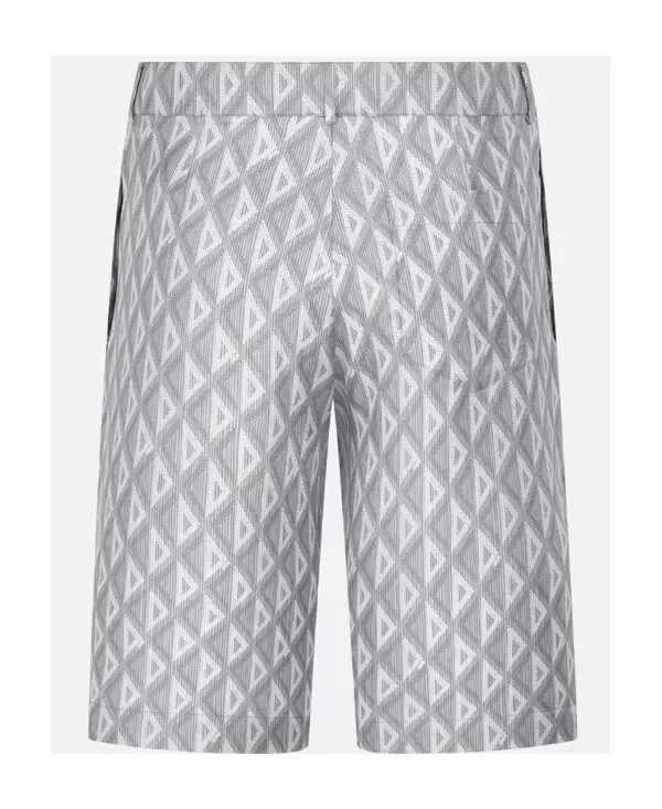 Dior Cd Diamond Print Silk Twill Bermuda Shorts - Gray
