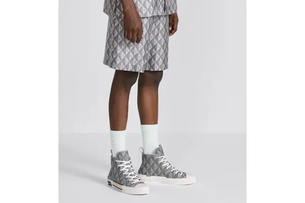Dior Cd Diamond Print Silk Twill Bermuda Shorts - Gray