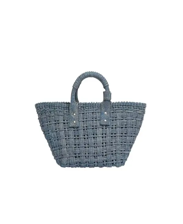 Balenciaga Bistro Denim Xs Basket Top Handle Bag - Blue