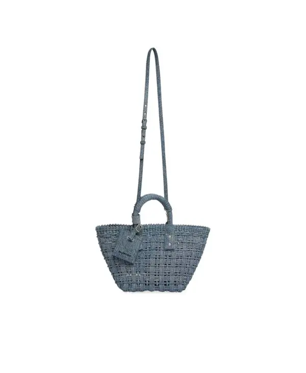 Balenciaga Bistro Denim Xs Basket Top Handle Bag - Blue
