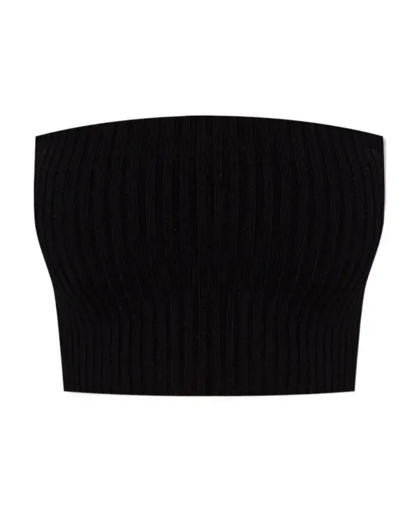 Chloé Ribbed Knit Bandeau Top - Black
