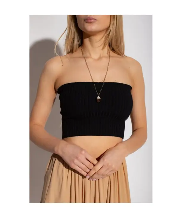 Chloé Ribbed Knit Bandeau Top - Black