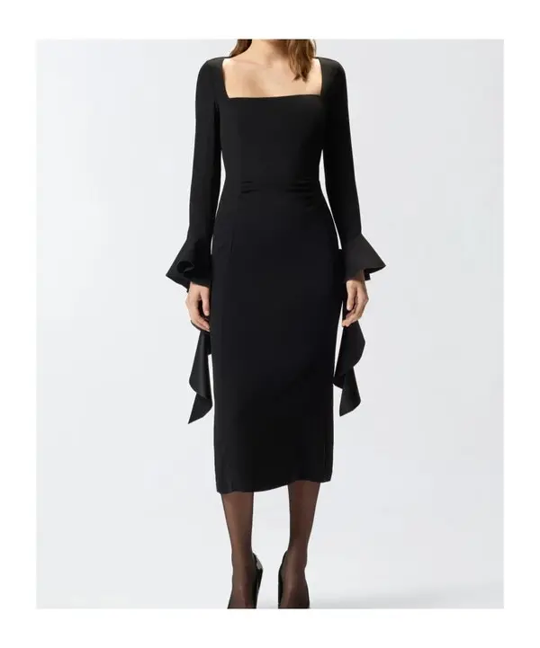 Pinko Formina Midi Dress With Ruffled Sleeves