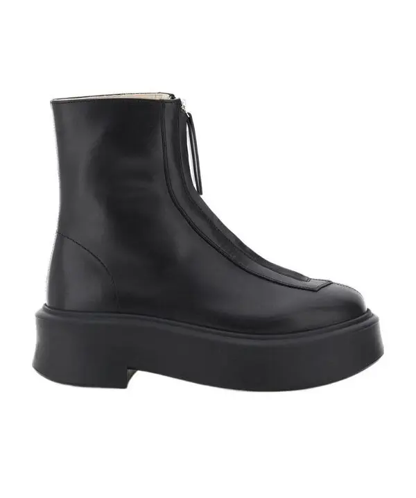 THE ROW Zipped Ankle Boots - Black