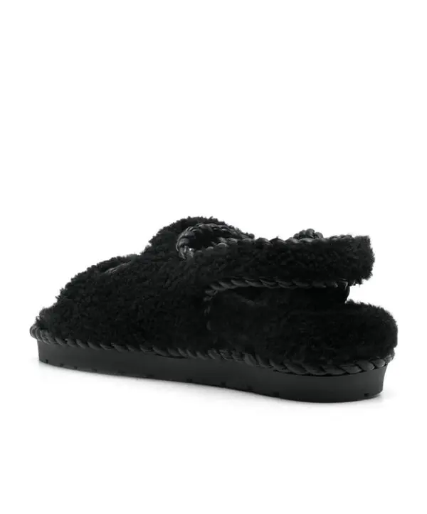 Bottega Veneta Braided Shearling Sandals - Black