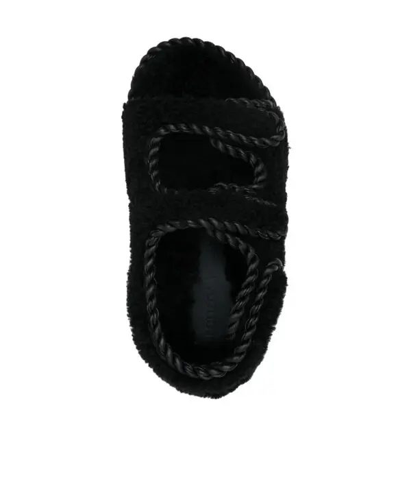 Bottega Veneta Braided Shearling Sandals - Black