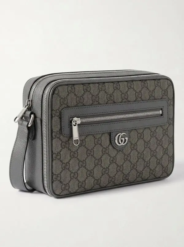 Gucci All-over Patterned Zip-up Shoulder Bag - Gray