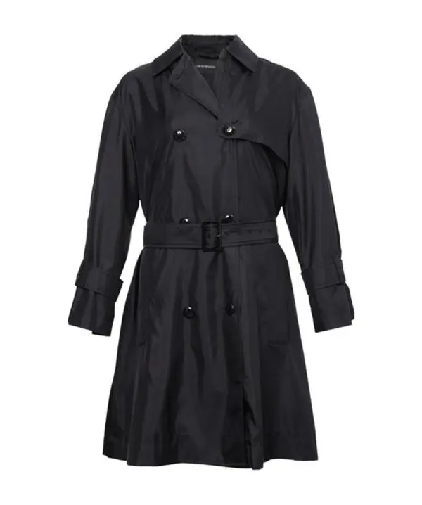 Emporio Armani Double-breasted Coat With Belt - Black