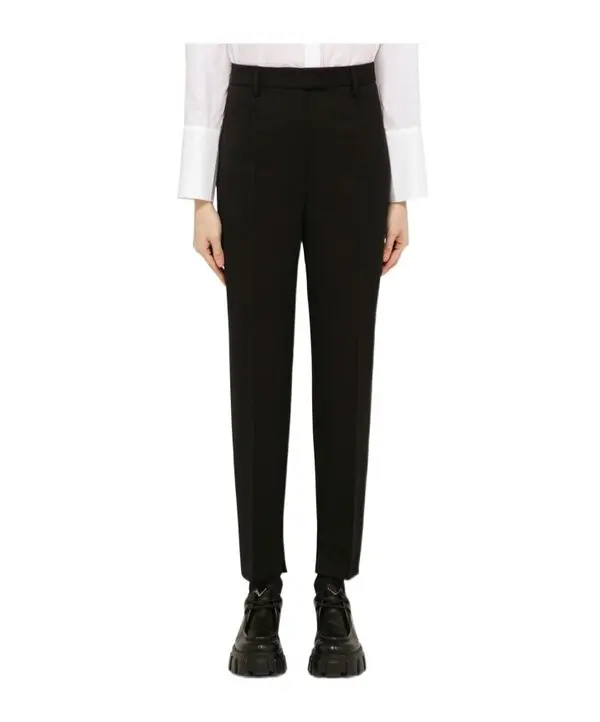 Prada Pleated Tapered-leg Trousers - Black