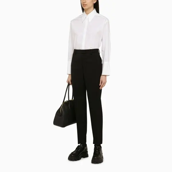 Prada Pleated Tapered-leg Trousers - Black