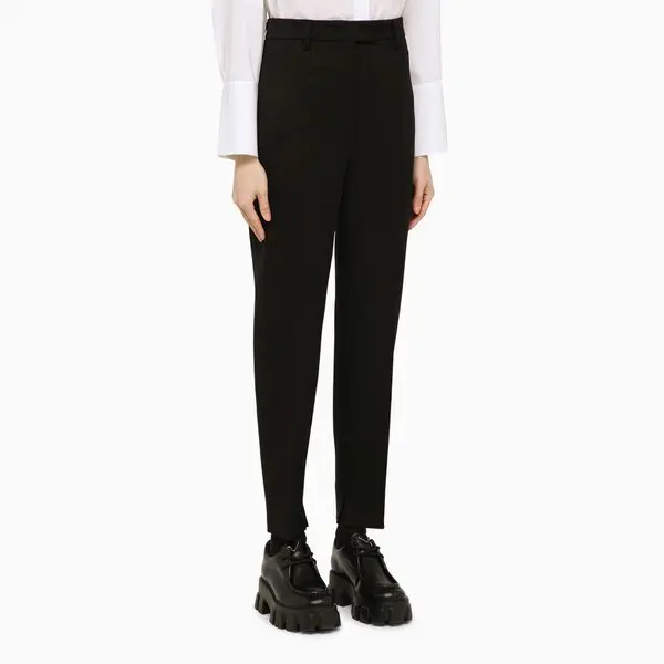Prada Pleated Tapered-leg Trousers - Black