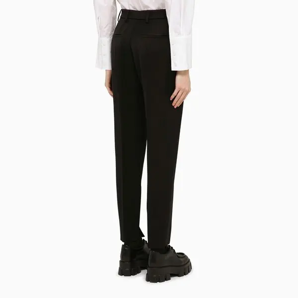 Prada Pleated Tapered-leg Trousers - Black