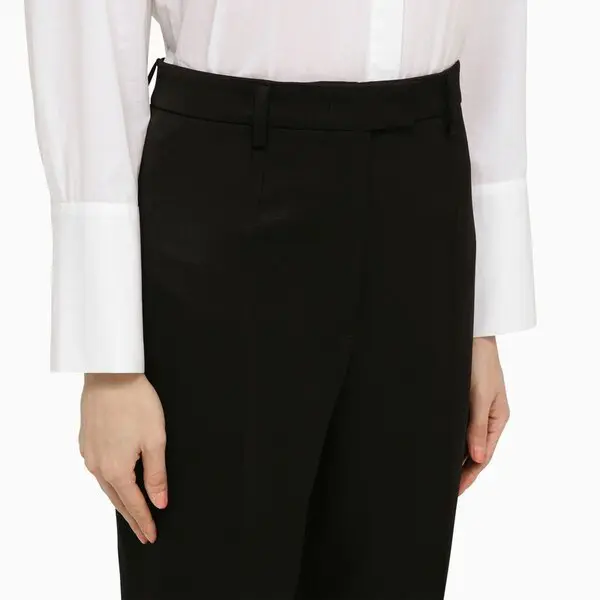 Prada Pleated Tapered-leg Trousers - Black
