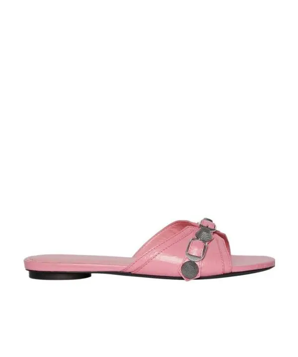 Balenciaga Cagole Open Toe Flat Sandals - Pink