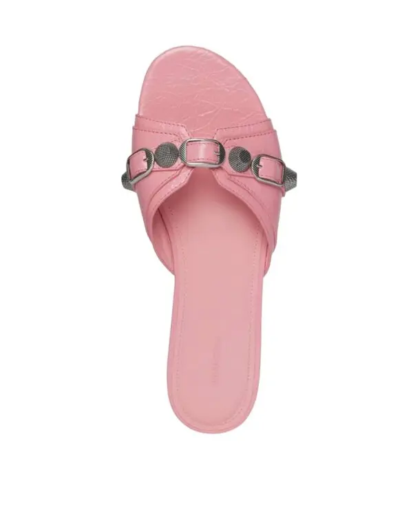 Balenciaga Cagole Open Toe Flat Sandals - Pink