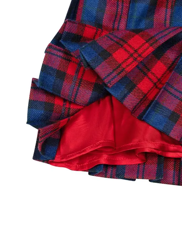 Fendi Pleated Plaid Skirt With Ff Logo Waistband