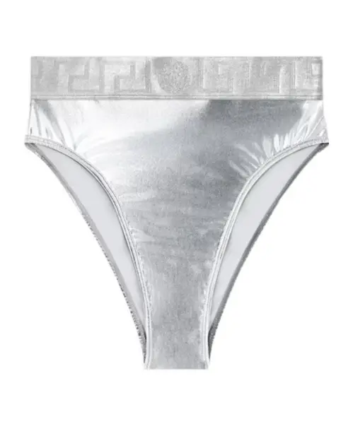 Versace Metallic Bikini Bottoms - Silver