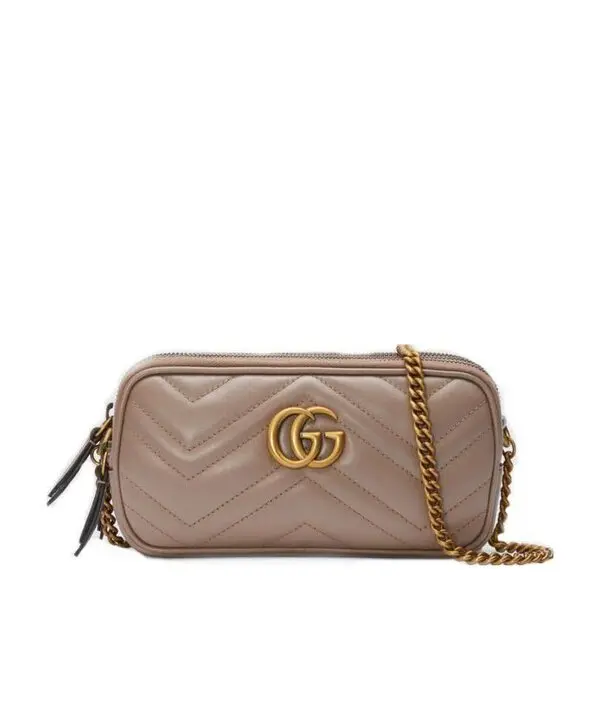 Gucci Gg Marmont Mini Chain Bag - Brown