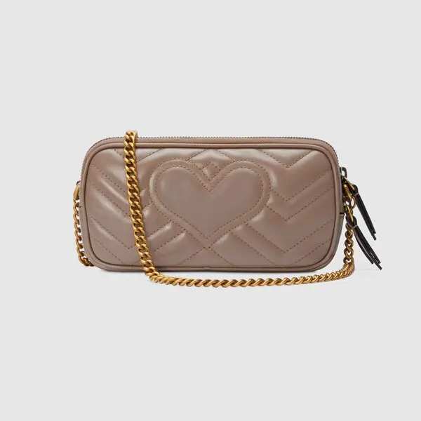 Gucci Gg Marmont Mini Chain Bag - Brown