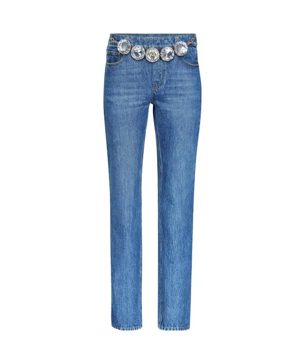 AREA Jumbo Embellished Straight-leg Jeans