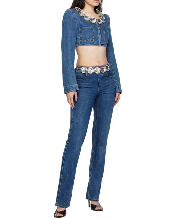 AREA Jumbo Embellished Straight-leg Jeans