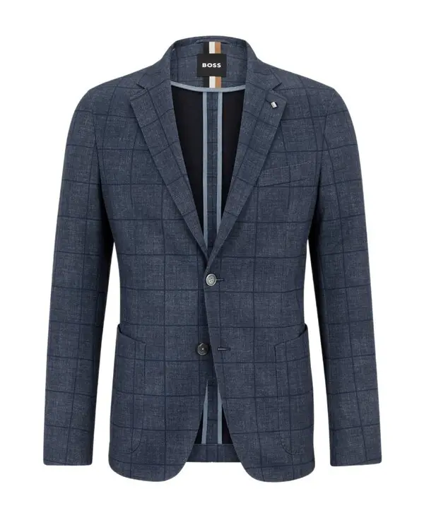 Hugo Boss Checked Single-breasted Blazer - Blue