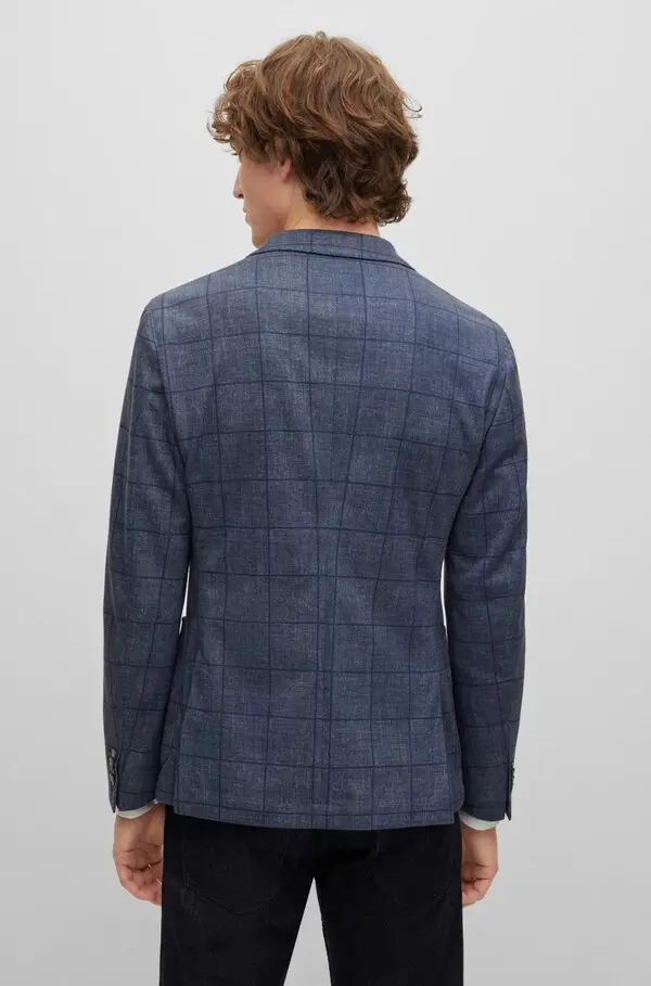 Hugo Boss Checked Single-breasted Blazer - Blue