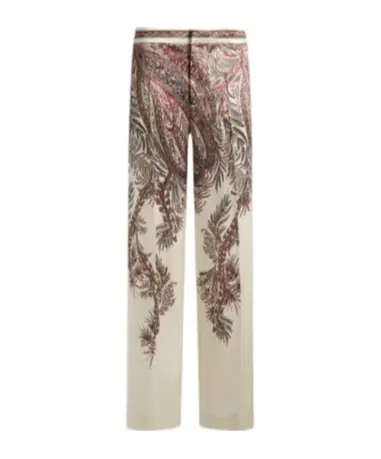 Etro Printed Satin Palazzo Trousers - Light Brown