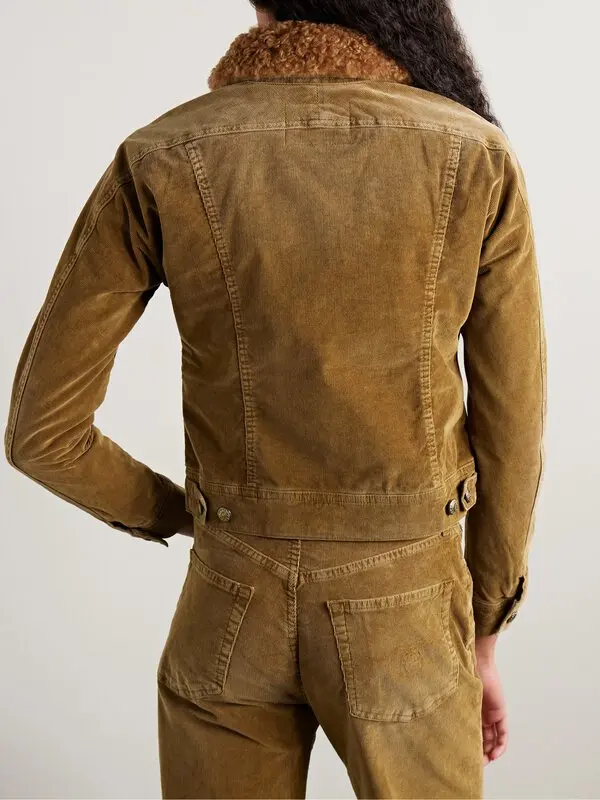R13 Trucker Corduroy Jacket With Fleece Trim