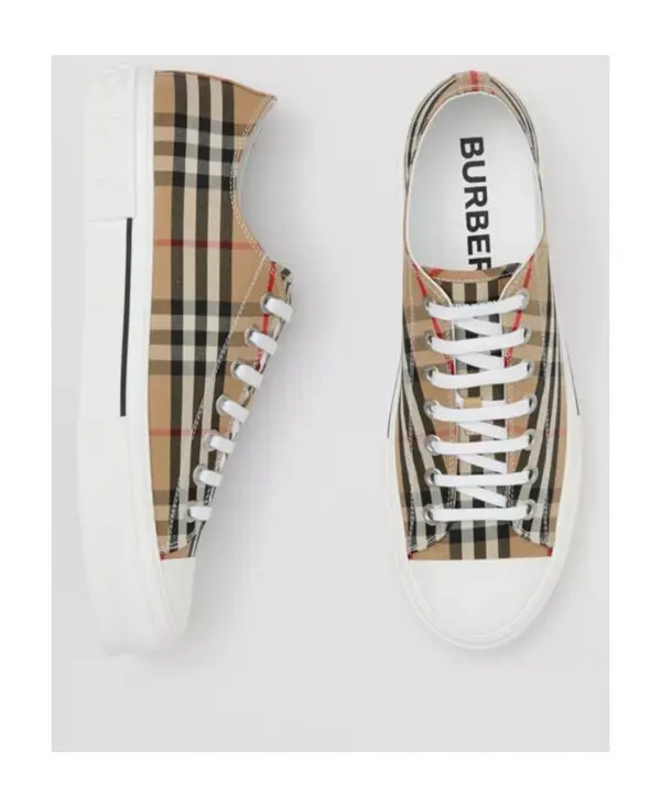 Burberry Checked Lace-up Sneakers - Brown