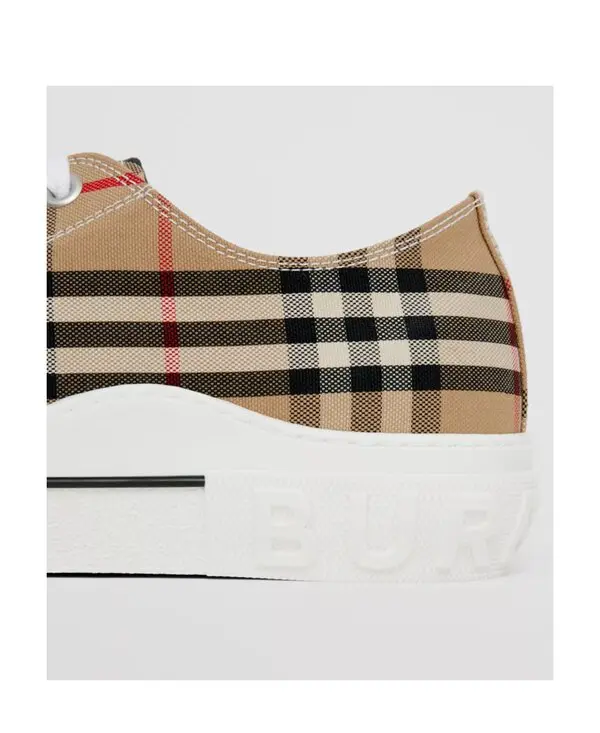 Burberry Checked Lace-up Sneakers - Brown