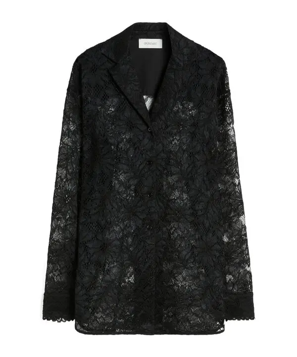 Sportmax Oversized Floral Lace Shirt - Black