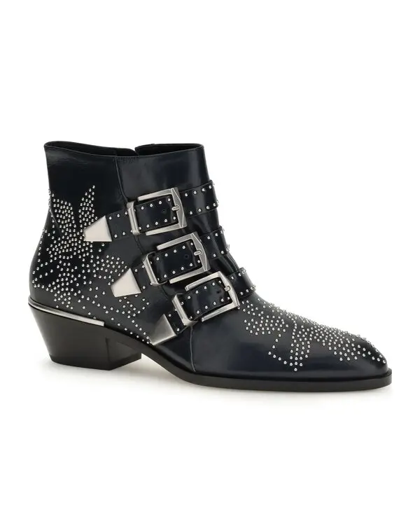 Chloé Susan Studded Buckle Boots - Deep Navy
