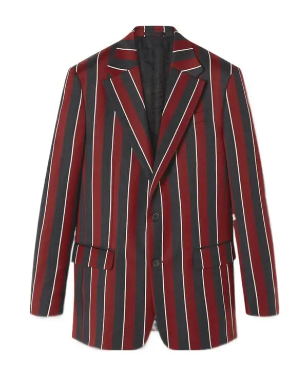 Versace Regimental Stripes-print Single-breasted Blazer - Black