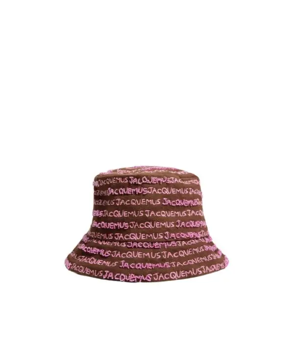 Jacquemus Logo Embroidered Bucket Hat - Brown