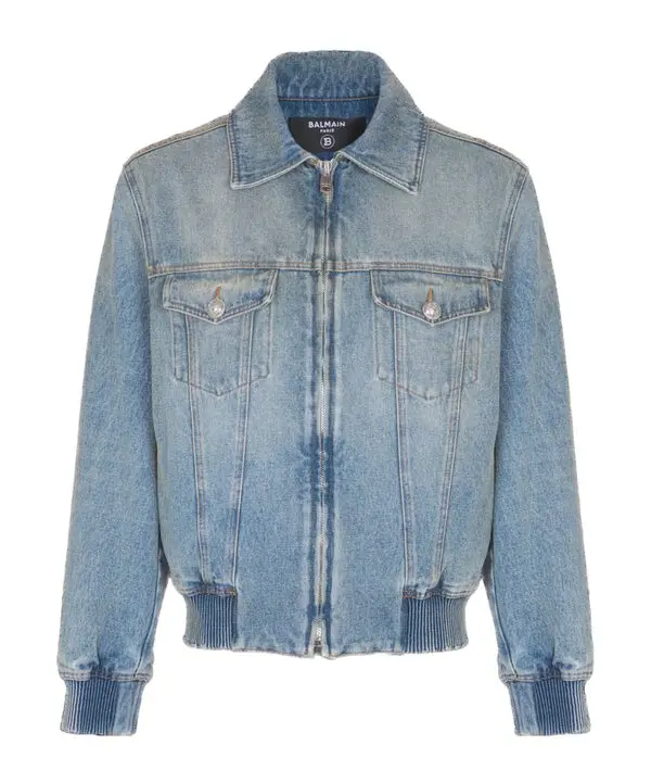 Balmain Cropped Denim Jacket