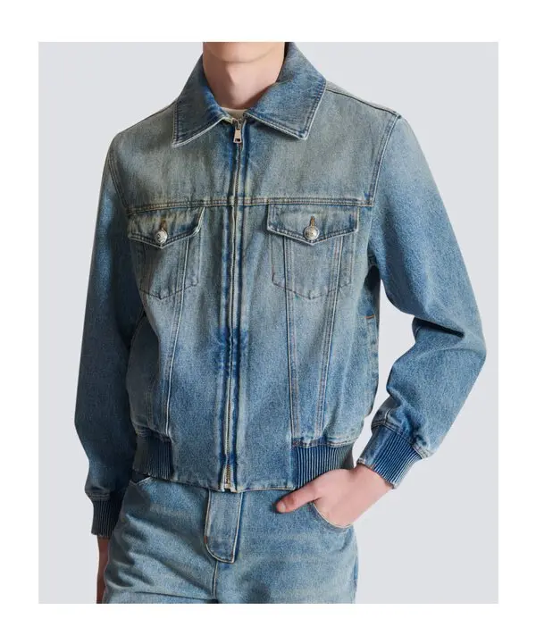 Balmain Cropped Denim Jacket