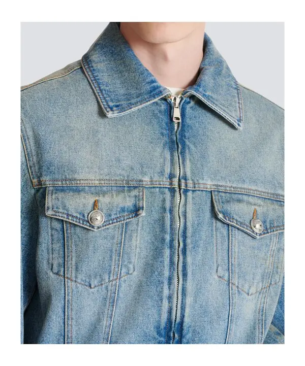 Balmain Cropped Denim Jacket