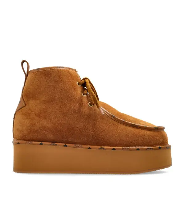 Mcm Suede Platform Lace-up Ankle Boots